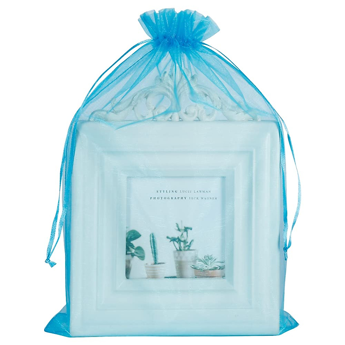 HRX Package 100pcs Large Organza Bags, 8x12 inch Mesh Gift Drawstring Pouches Goodie Bags Assorted Colors for Christmas Shower Party Favors Samples