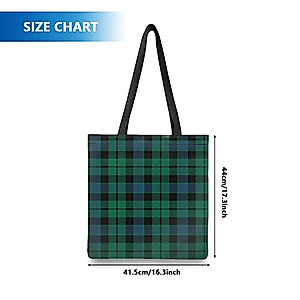 Tote Bag for Women,MacKay Clan Green Blue and Black Tartan Cute Bags Hand bags for Travel, Work