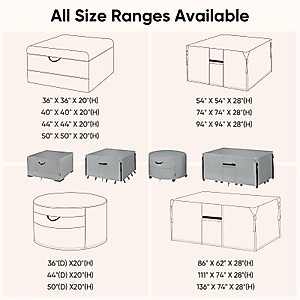 PTEROMY Patio Fire Pit Table Cover, Heavy Duty 600D Canvas Outdoor Waterproof Fireplace Cover (Pewter Gray, Round, 36'')