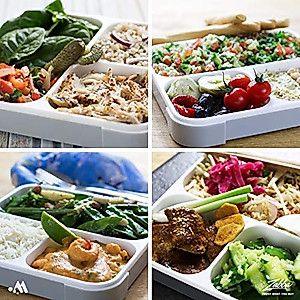 Modetro Sports Flat Bento Box Adult Lunch Box Leak Proof Microwavable Easy to Clean Insulated Lunch Bag Slim Meal Containers for Food Salad Portion Control