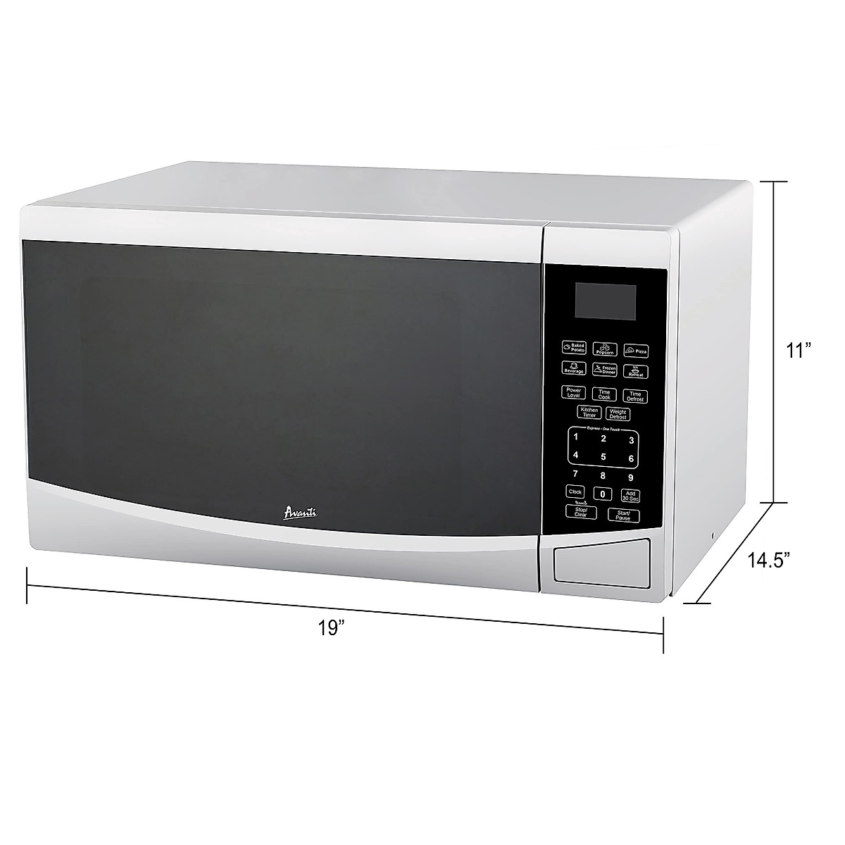 Avanti MT09V0W Microwave Oven 900-Watts Compact with 10 Power Levels and 6 Pre Cooking Settings, Speed Defrost, Electronic Control Panel and Glass Turntable, 0.9 cubic Feet, White