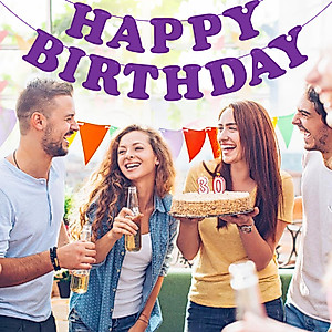 Purple Happy Birthday Banner Birthday Party Decorations Birthday Sign Birthday Backdrop Party Supplies Happy Birthday Bunting Banner for Kids Adults