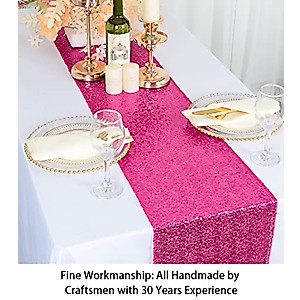 Hot Pink Table Runner Sequin Table Runner Fuchsia 12"x72" Fall Coffee Table Runner Christmas Table Overlay Rustic Banquet Table Cover Decorative Table Runner for Party Fall Dining Table Runner