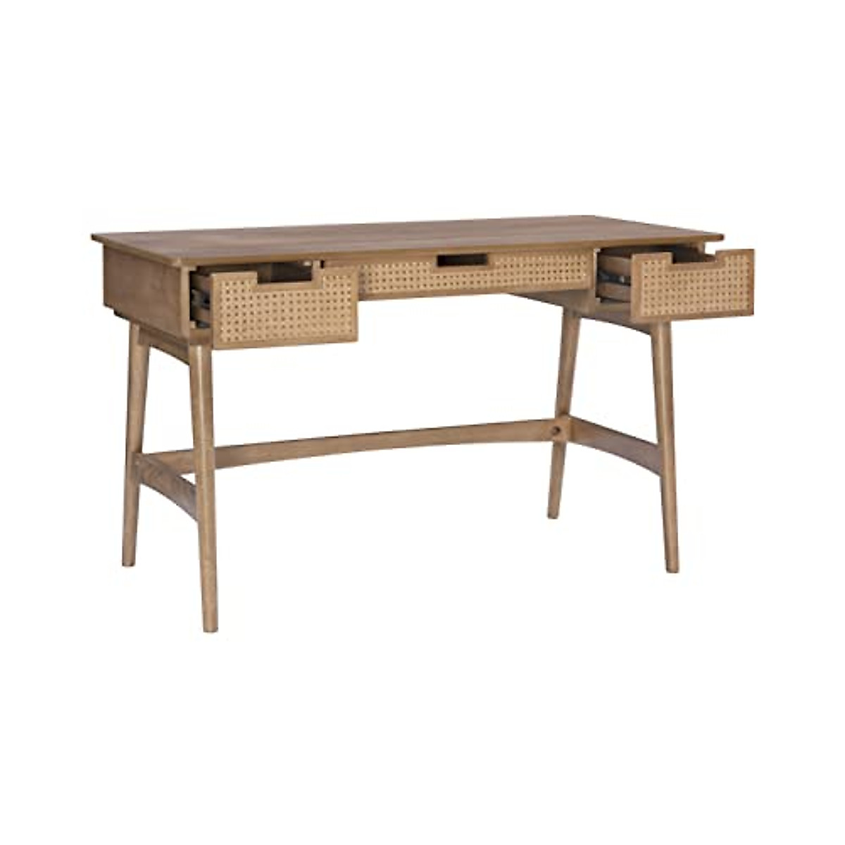 Linon Natural Dutton Wood and Rattan Desk