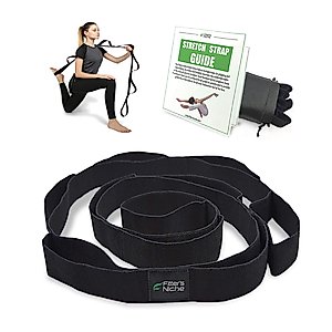 Fitter’s niche Stretch Strap, Cotton Physical Therapy Bands with Multi levels, Arms Legs Gym Ultimate Stretching Band, Yoga Pilates Dance Hamstring Training Fixing and More, Bonus Carry Bag and E-book
