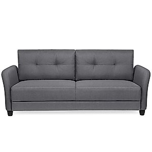 Best Choice Products 76 inch Linen Fabric Upholstered Contemporary Sofa Couch Lounger, Dark Gray