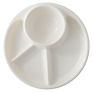 Cabilock Divided Serving Dishes Kids Toddlers Baby Tray Diet Food Control Camping Dishes Compact Serving Platter Dinner Snack Compartment Plate (White)