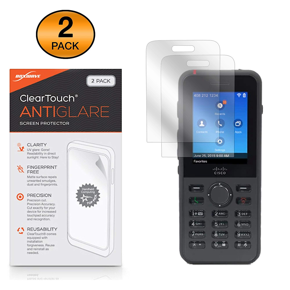 BoxWave Screen Protector Compatible with Cisco Wireless IP Phone 8821 - ClearTouch Anti-Glare (2-Pack), Anti-Fingerprint Matte Film Skin for Cisco Wireless IP Phone 8821