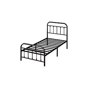 NEW JETO Classic Black Carbon Steel Bed Frame - Structurally Stable Thicken and Bold Metal Bed Frame with Headboard, Strength Bearing Platform Bed Frame Suitable for Bedrooms, Hotel and Resort