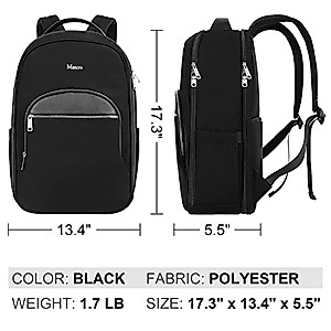 Mancro Laptop Backpack for Men, 15.6 Inch Business Travel Backpack Airline Approved Computer Bag, College Student Bookbags Backpacks for School,Travel Gift for Men, Black