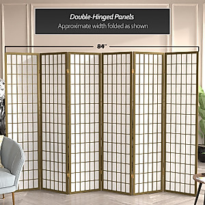 Red Lantern 6 ft. Tall Window Pane-Special Edition-Gold-6 Panels Room Divider