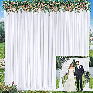 10x12 White Backdrop Curtains for Wedding Party Wrinkle Free Backdrops Curtain Drapes Fabric Decorations Photo Back Drop Cloth for Baby Shower Photography Stage Reception 5ft x 12ft,2 Panels