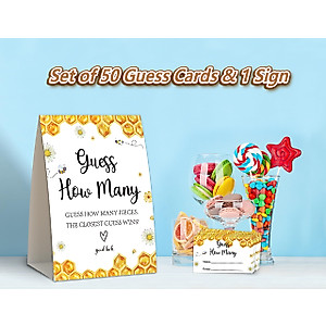 Honey Bee Shower Game,Guess How Many,Baby Shower Games,Wedding Shower Games,Baby Shower Decorations Gender Neutral,Bridal Shower Decoration,Birthday Party Game,50 guess Cards & 1 Sign -4