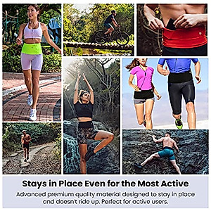 StashBandz Unisex Travel Money Belt, Running Belt, Fanny and Waist Pack, 4 Large Security Pockets and Zipper, Fits All Size Phones Passport and More