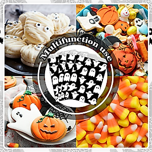 Whaline 100 Pack Halloween Treat Bags 5x7.3 Inch White Ghost Candy Goodie Bags Halloween Party Buffet Kraft Paper Bags Party Favor Snack Bags for Chocolate Cookies Goodies Halloween Party Favor