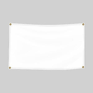 BannerBuzz Blank Vinyl Plain Banner, 11 Oz Waterproof Lightweight Foldable DIY PVC Flex, Schools Home Office Store Advertising Indoor Outdoor Use, Hemmed Edges with Grommets (8'W X 4'H, White)