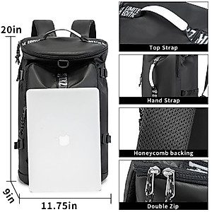 FUNYAGO Gym Duffle Bag Waterproof black Laptop Backpack Suitable for Hiking, Fishing, Travel 40L Large Capacity Trendy Cool Lightweight Backpack for Men and Women (Black)…