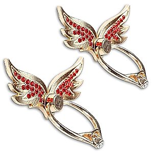 Angel Wings Glitter Bling Bling Phone Ring Holder, 2 Pack Sparkle Phone Ring Grip Artificial Diamond Stand,Rhinestone Cell Finger Ring for Phones,Pad