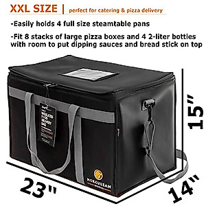 Herculean Premium Insulated Food Delivery Bag with YKK Zipper – Large Commercial Catering Bag for Food Transport – Hot and Cold Thermal Food Bag – Ultra Durable Hot Food Carriers for Takeaway Delivery
