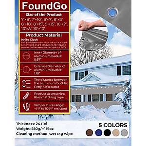 FoundGo 8'H x 10'W Vinyl Curtains for Patio 19oz, Outdoor Clear Vinyl Patio Enclosure,Heavy Duty Clear Tarp Waterproof Vinyl Tarps with Grommets for Pergola, Balcony,Porch,Gazebos，-4℉ Cold Resistant