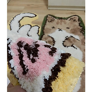 Funny Home Bedside Carpet Living Room Carpet Cloak Room Foot Mat Living Room Mat Tea Table Thick Floor Mat (Relaxing Cat, 63 * 19.7)