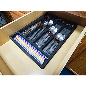 Polar Whale 2 Flatware Silverware Drawer Organizers Cutlery Forks Knives Spoons Non-Slip Waterproof Compact Tray Insert 11 x 15 x 1 Inch 6 Slot Great for Home Kitchen RVs Campers