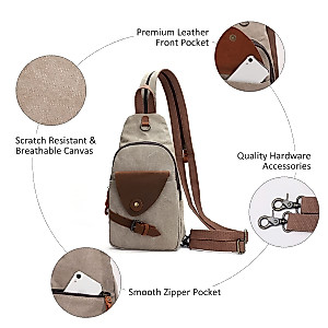 KL928 Canvas Sling Bag Crossbody Backpack Shoulder Casual Rucksack for Men Women