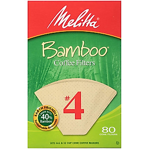 Melitta #4 Cone Coffee Filters, Bamboo, 80 Count
