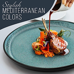 PURE LIVING INTERIOR DESIGN Stoneware Coffee Mugs Set of 4, Stylish Coffee Mug Set modern petrol-blue, 14.5 Oz Coffee Cups Ceramic, Dishwasher and Microwave Safe Mug, Ceramic Mug, Coffee Cup Set