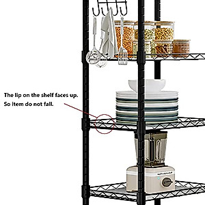 AZERPIAN 5 Wire Shelving Metal Storage Rack Adjustable Unit Shelves Standing Storage Shelf for Laundry Bathroom Kitchen Pantry Closet, Black (Black, 5 Shelf)