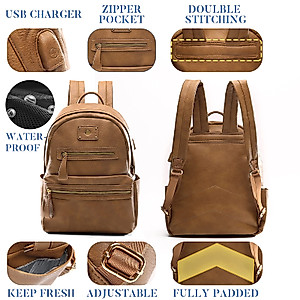 miss fong Small Diaper Bag Leather Diaper Bag Backpack Baby Diaper Bag, Baby Bag for Travel, Baby Diaper Bags, Small Diaper Bag with 7 Pockets Diaper Bag Organizer USB Charger & 2 Insulated Pockets