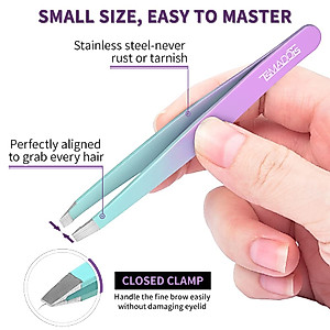 TsMADDTs Eyebrow Tweezer Set, 7 Pcs Tweezers Set for Women, Precision Tweezer for Eyebrows with Curved Scissors and Eyebrow Razor for Ingrown Hair