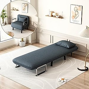 Haplized Convertible Chair Bed, Tri-Fold Sofa Bed with Adjustable Backrest & Pillow, Leisure Chaise Lounge Couch with Sturdy Steel Frame for Home & Office, Comfortable Sleeper Chair (31.5")