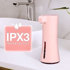 Foaming Soap Dispenser, Elbwenly 12oz/350ml Touchless Automatic Soap Dispenser, Battery Operated Hands-Free Soap Dispenser for Kitchen, Bathroom-Pink