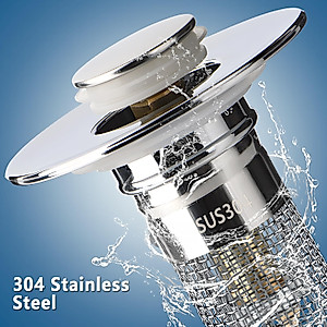 Anytin 2pcs Bathroom Sink Drain Strainer Pop Up Sink Drain Stopper with Removable Stainless Steel Filter Basket, for US Universal Bathroom Kitchen Basin Sink Stopper Bathroom Sink Stopper