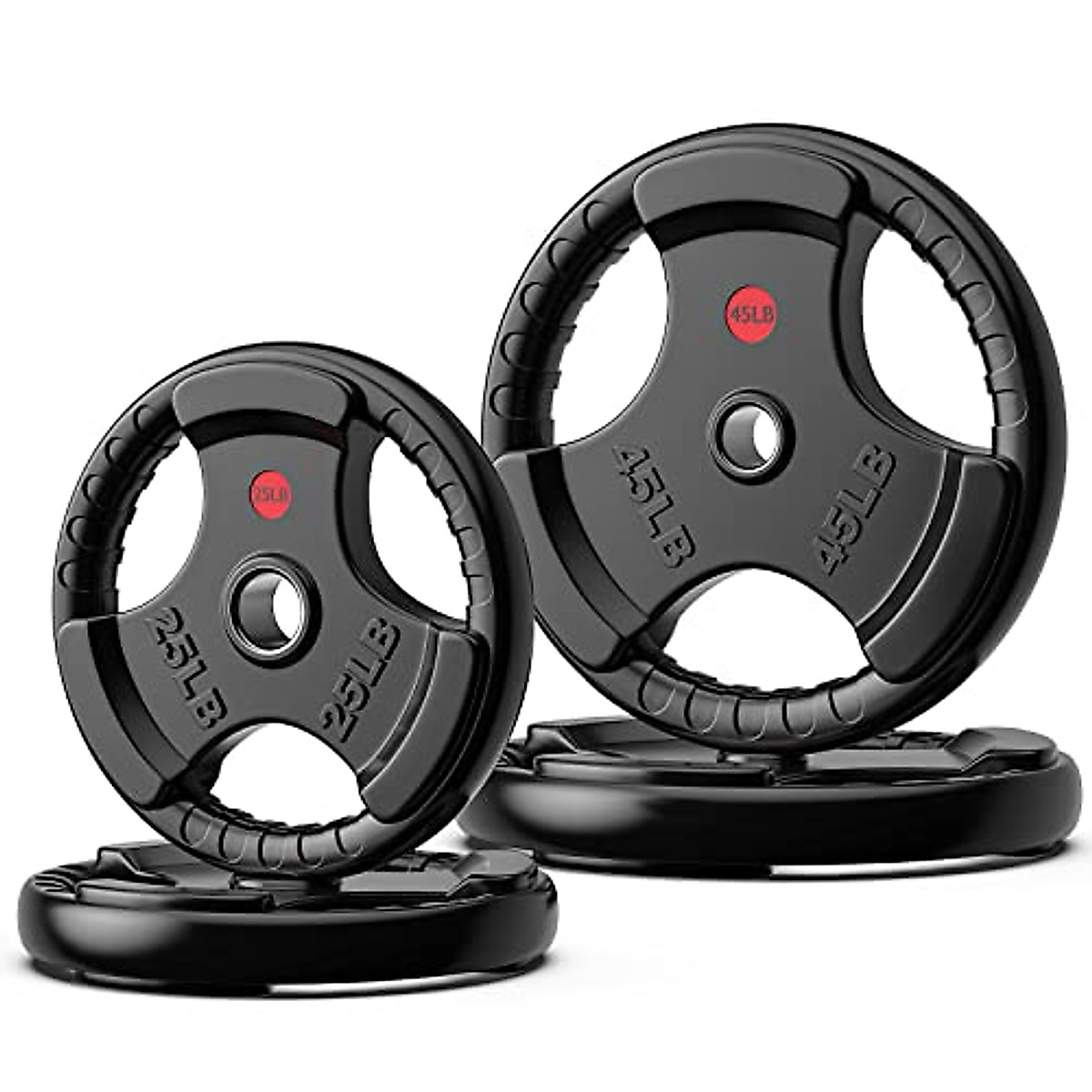 GIKPAL Weight Plates 2-inch Olympic Rubber Weight Plate Sets for Weightlifting, Strength Training & Crossfit in Home Gym - Multiple Weights Available (25lbs 45 lbs)