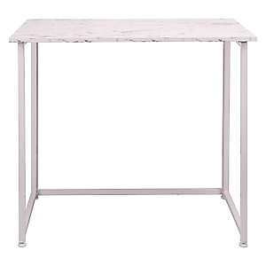 Leopard Outdoor Products Folding Computer Desk for Small Spaces, Space-Saving Home Office Desk, Foldable Computer Table, Laptop Table, Writing Desk, Compact Study Reading Table (Marble White)