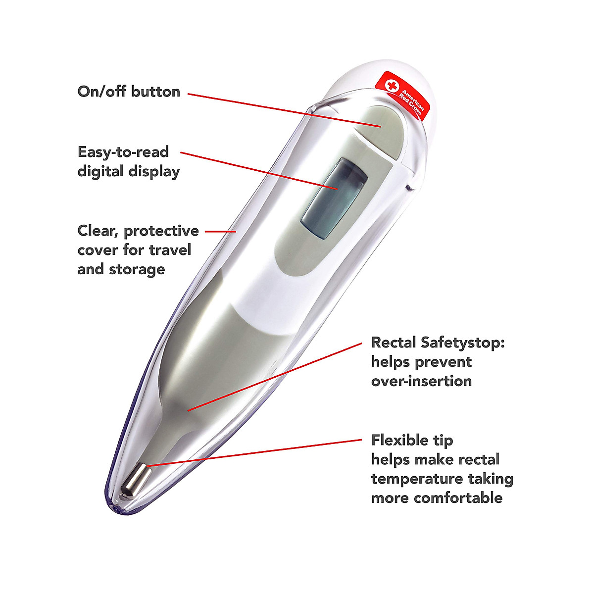 The First Years American Red Cross Multi-use Digital Thermometer - Baby Thermometer - Easy to Read LCD Screen - Baby Essentials
