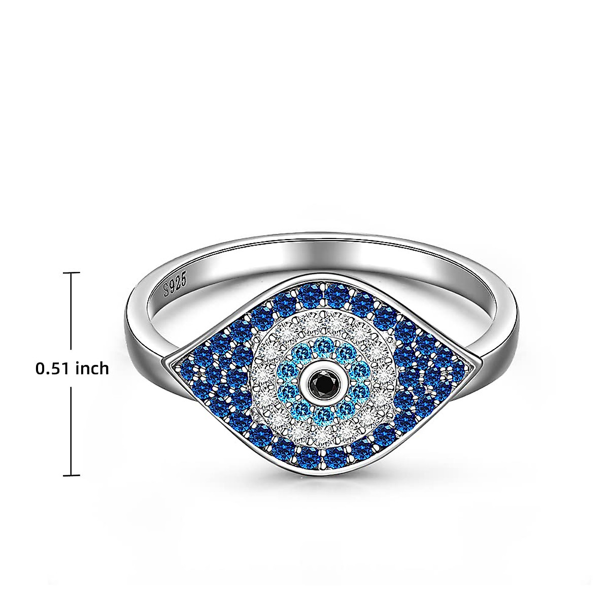 Greek Evil Eye Ring Sterling Silver Protection Spiritual Turkish Blue All Seeing Evil Eye Rings for Women Amulet Sapphire Jewelry Gift Size 9