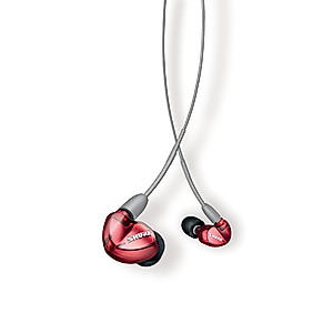 Shure SE535LTD In Ear Wireless Headphones, Red Detachable & Shure Universal Communication Cable For Detachable Se Sound Isolating Earphones, Black