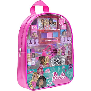 Barbie - Townley Girl Backpack Cosmetic Makeup Gift Bag Set 12 Pcs includes Lip Gloss, Nail Polish & Hair Accessories for Kids Teen Tween Girls, Ages 3+ perfect for Parties, Sleepovers and Makeovers
