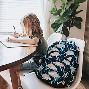 Wildkin 17 Inch Kids Backpack for Boys & Girls, Features Three Zippered Compartment with Interior & Side Pockets Backpacks, Perfect for School & Travel Backpack for Kids (Sharks)