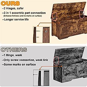 Timberer 39.4" Storage Chest, Wooden Storage Bench, Lift Top Toy Chest with 2 Safety Hinges, Large Toy Box, Entryway Bench for Living Room, Bedroom, Rustic Brown