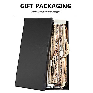 Wovanoo Leather Wrap Bracelet Set 3Pack Wrist Cuff Bracelet for Women Multilayer Magnetic Clasp Bracelet Feather Tree Bead Crystal Bracelet 3pack