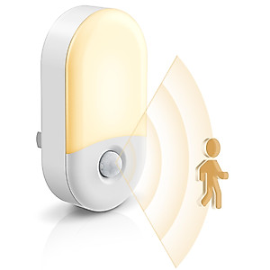 Motion Sensor Night Light Plug in, 2 Pack LOHAS Motion Activated Night Light Warm White 3000K, Dusk to Dawn Sensor, Adjustable Brightness, Plug Into Wall Night Light for Kids, Bathroom, Bedroom Light