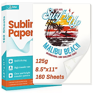 Dynta Sublimation Paper 8.5x11 Inch 125G 160 Sheets Heat Transfer Papers for Any Inkjet Printer with Sublimation Ink for Tumblers,Polyester T-shirts,Light Fabric Mugs White Blank Paper