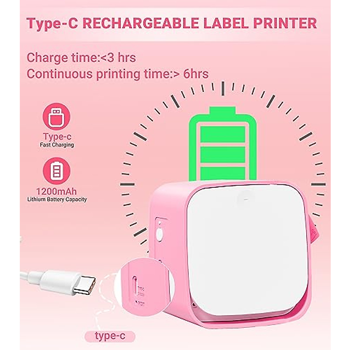 Vixic Label Maker Machine with Tape, M960 Mini Bluetooth Label Printer Inkless Label Sticker Makers Portable Handheld Labeler with Multi-Templates Font&Icon, Rechargeable for Office Home Organizing