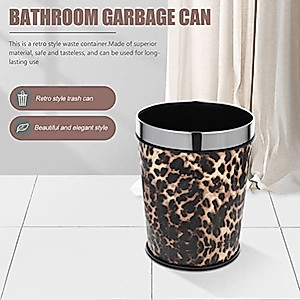 GLEAVI Stainless Steel Ring Trash Can Leopard Print Kitchen Waste Bin Container Garbage Can Waste Bucket Basket for Bathroom