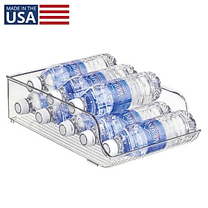 iDesign Recycled Water Bottle Organizer Bin for Kitchen, Basement, Garage Fridge, Set of 1, Clear Plastic
