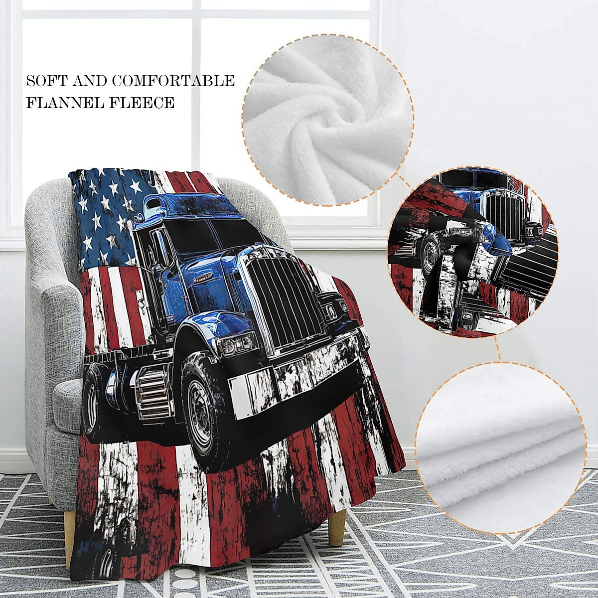 XOZOTY Trucker American Flag Personalized Blanket Nursery Swaddling Blankets for Gilrs Boys Kids Newborns Baby Shower Pet Gift 30 x 40 Inch